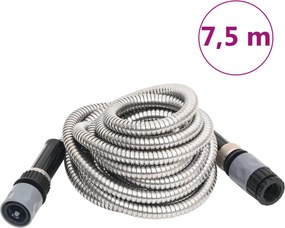 Zahradní hadice s tryskou stříbrná 0,6" 7,5 m nerezová ocel 154510