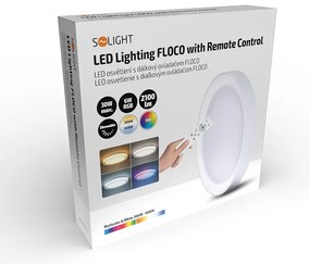 Solight LED osvětlení s dálkovým ovladačem Floco, 30W + 6W RGB, 2100lm, 40cm, změna chromatičnosti, stmívatelné