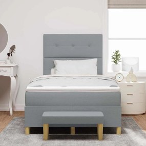 Postel s boxspringem s čelo Světle šedá 190 x 120 cm textil 3344282