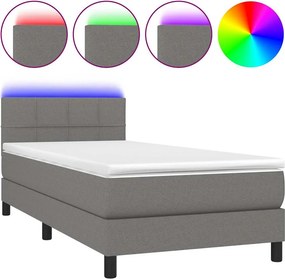 Box spring postel s matrací a LED tmavě šedá 90x200 cm textil 3133126