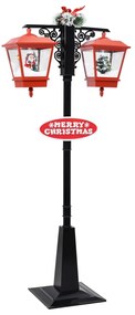 289926 vidaXL Vánoční pouliční lampa se Santou černo-červená 81x40x188 cm PVC