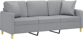 3místná pohovka s polštáři světle šedá 180 cm textil 3200917