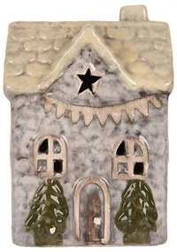 Šedý keramický LED domek Lamont - 6*6*10 cm