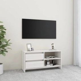 vidaXL TV stolek 80 x 31 x 39 cm masivní borové dřevo [809897] Barva: Bílá