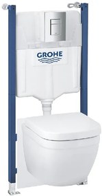 Grohe Solido - Set předstěnové instalace, klozetu Euro Ceramic a sedátka softclose, tlačítko Skate Cosmopolitan, chrom 39890000