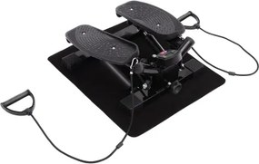 HOMCOM mini stepper Sidestepper fitness domácí trenér včetně cvičebních pásů, černá
