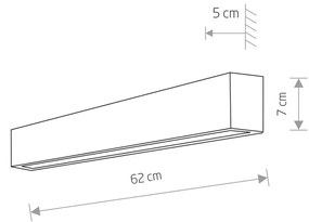 Nástěnné svítidlo Straight S, 62 cm, bílé