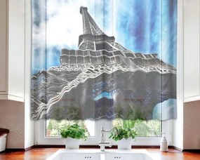 DIMEX | Hotové záclony - kusová fotozáclona Eiffelova věž VO-140-001 | bílá, šedá, modrá | 140 x 120 cm