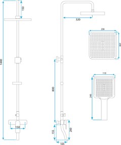Rea Argus, sprchový set s vanovou výlevkou, zlatá lesklá, REA-P7840