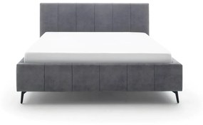 Antracitová čalouněná dvoulůžková postel s úložným prostorem s roštem 160x200 cm Lizzano – Meise Möbel