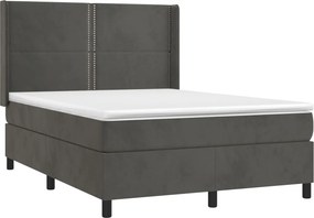 Box spring postel s matrací a LED tmavě šedá 140x200 cm samet 3139506