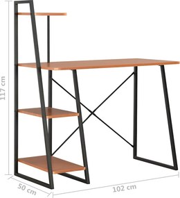 Psací stůl s poličkami černý a hnědý 102 x 50 x 117 cm 20285