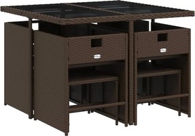 9dílný zahradní jídelní set s poduškami hnědý polyratan 3277904