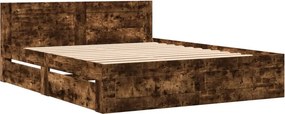 Rám postele s čelem kouřový dub 160 x 200 cm kompozitní dřevo 3295552