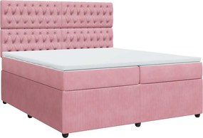 Box spring postel s matrací růžová 200x200 cm samet 3294741