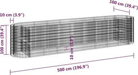 vidaXL Gabionový vyvýšený záhon pozinkované železo 500 x 100 x 100 cm [152048]