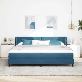 Postel s boxspringem s čelo Tmavě moddrá 200 x 200 cm samet 3340464