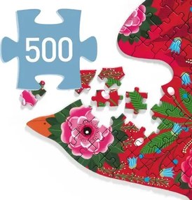 DJECO Obrysové puzzle Ptáček / 500 dílků / 56,6x47 cm