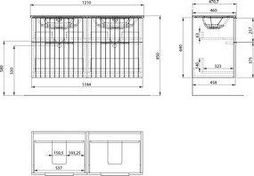 Sapho Sapho, CIRASA STRIP umyvadlová skříňka 118,4x64x46cm, sína, CR121-4242S-21