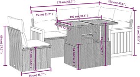 6dílná zahradní sedací souprava s poduškami černá polyratan 3273960