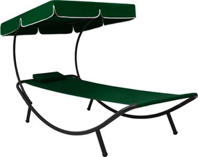 vidaXL Zahradní postel s baldachýnem a polštářem [313536] Barva: Zelená