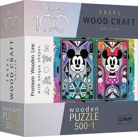 Trefl Wood Craft Origin - Puzzle - Mickey Mouse a Minnie / 501 dílků /
