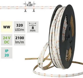 LED pásek McLED 24V COB teplá bílá 320LED/m 16,8W/m CRI90 8mm ML-126.131.90.2