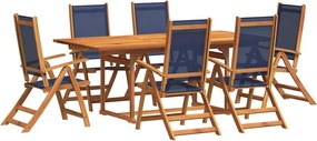 7dílný zahradní jídelní set masivní akáciové dřevo a textilen 3279303