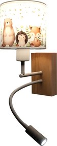Brilagi - LED Flex. lampa BOBO WOOD 1xE27/25W/230V + LED/3W dub/bílá/zvířátka