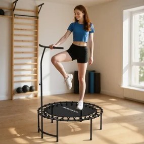 SPORTNOW Rebounder trampolína, 5stupňově nastavitelná rukojeť, workout trampolína, černá