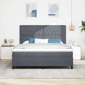 Postel s boxspringem s matrací Tmavě šedá 180 x 200 cm samet 3339783