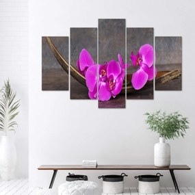 Obraz na plátně pětidílný Orchidejové květinové zenové lázně - 200x100 cm