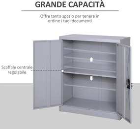 Vinsetto Mobilní skříň s nastavitelnou policí a bezpečnostním zámkem pro domácí kancelář, garáž, ocel 80x40x92,5 cm šedá