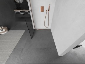 Mexen Kioto L, sprchová zástěna Walk-In 80 x 200 cm, 8mm čiré sklo černý vzor, ​​měděný matný profil, 800-080-103-65-77