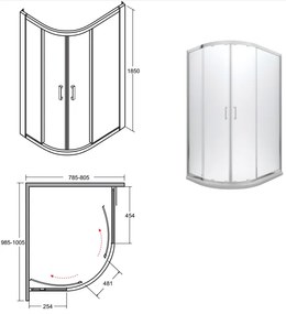 Besco Modern 185 asymetrický sprchový kout Rozměr koutu: 120x90cm