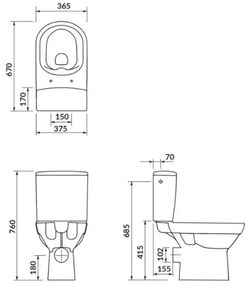 Cersanit K35-037 - Stojící WC s prkénkem CITY keramika/bílá