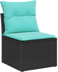 Set pohovek 5 ks 5-Počet míst Černá a tyrkysová polyratan 3359165