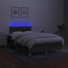 Box spring postel s matrací a LED tmavě šedá 120x190 cm textil