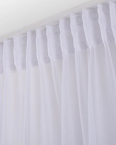 Záclona voálová jednoduchá s řasící páskou barva bílá látka poloprůhledná, pletený vzor, vzorované