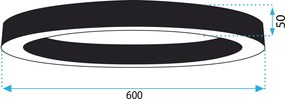 Toolight Toolight, LED stropní svítidlo 60cm 27W APP1283-C, černá, OSW-00941