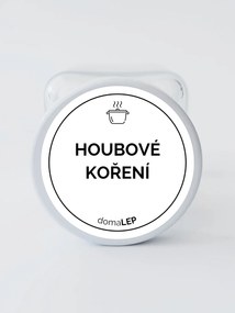 Samolepka na kořenky HOUBOVÉ KOŘENÍ bílá 5 cm tučné písmo