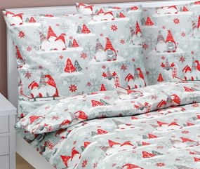 Bellatex Povlečení dětské Vánoce 140x200, 70x90 cm Skřítek Šedá,Červená