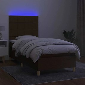 Box spring postel s matrací a LED tmavě hnědá 80x200 cm textil 3135392