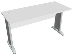 Stůl pracovní rovný 140 cm hl. 60 cm - Hobis Cross CE 1400 Dekor stolové desky: bílá, Dekor lamino podnože: bílá, Barva nohou: Stříbrná