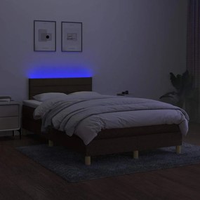 Box spring postel s matrací a LED tmavě hnědá 120x200 cm textil 3133784