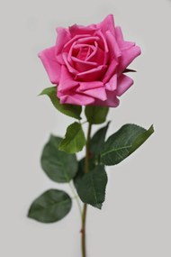 Cyklámenová umělá růže rozkvetlá 74cm