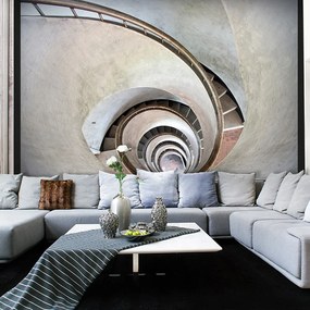 Fototapeta - White spiral stairs