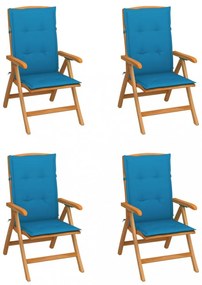 Zahradní židle 4 ks teak / látka Dekorhome Světle modrá