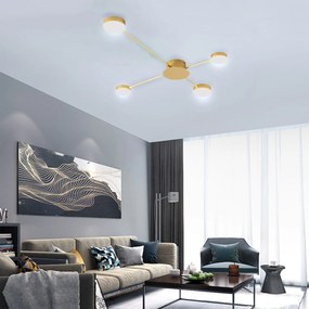 Toolight - LED stropní svítidlo 4-ramenné + dálkové ovládání APP520-4C, zlatá, OSW-08461