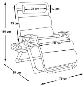 Polstrovaná nulová gravitační židle ve více barvách-šedivá